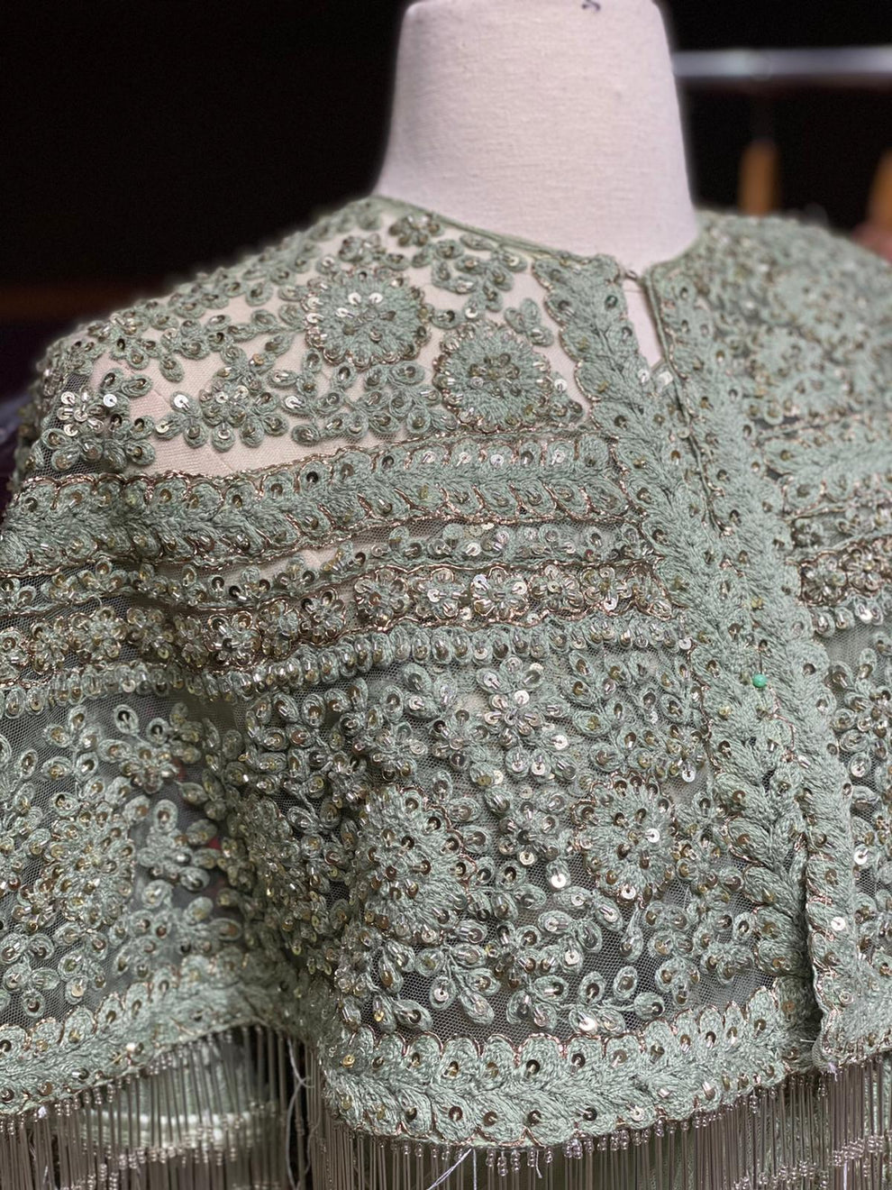 Sage Green Net Saree PWS-013 – Nazranaa