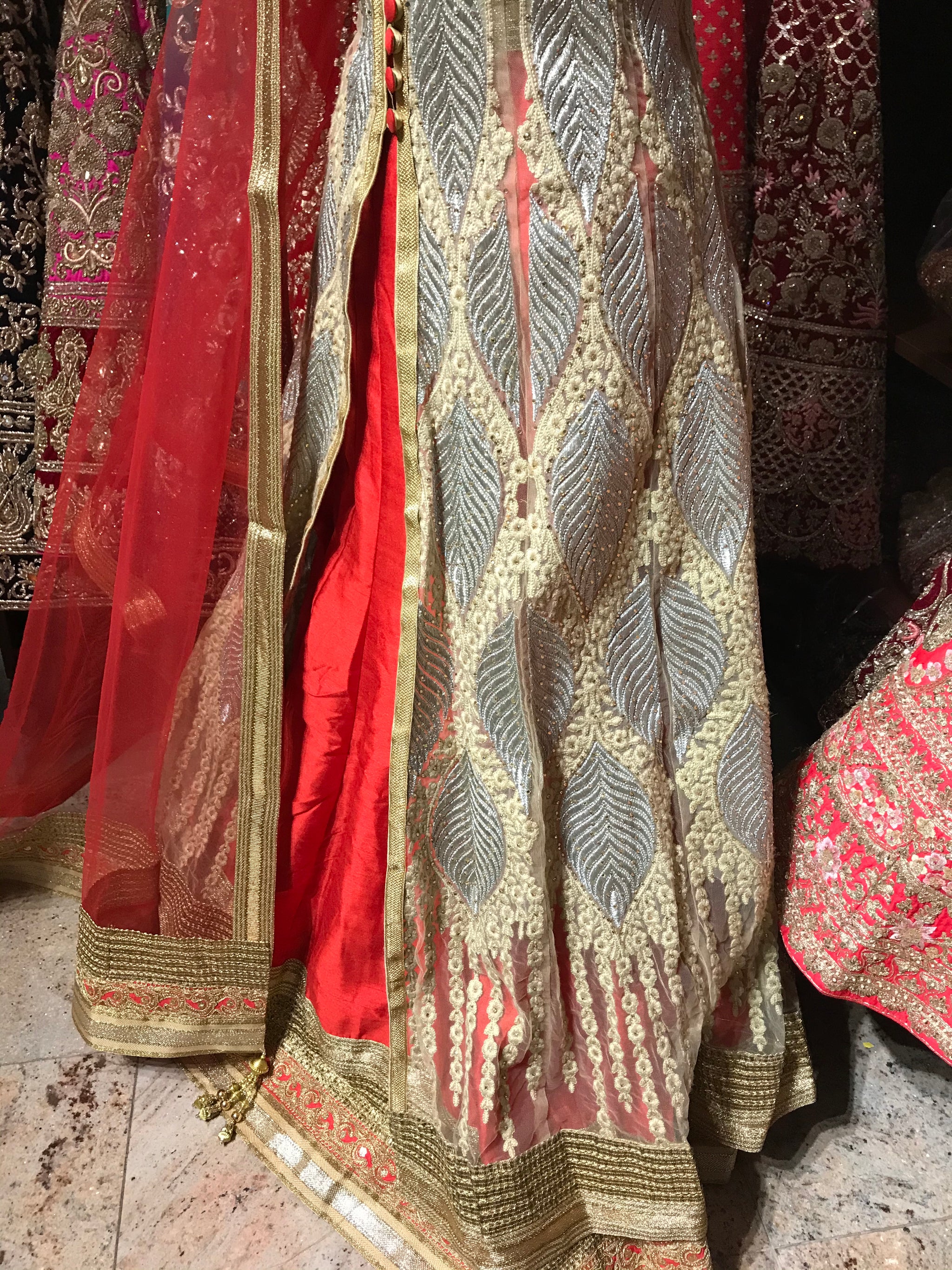 Red Gold Size 38 Embroidered Lacha – Nazranaa