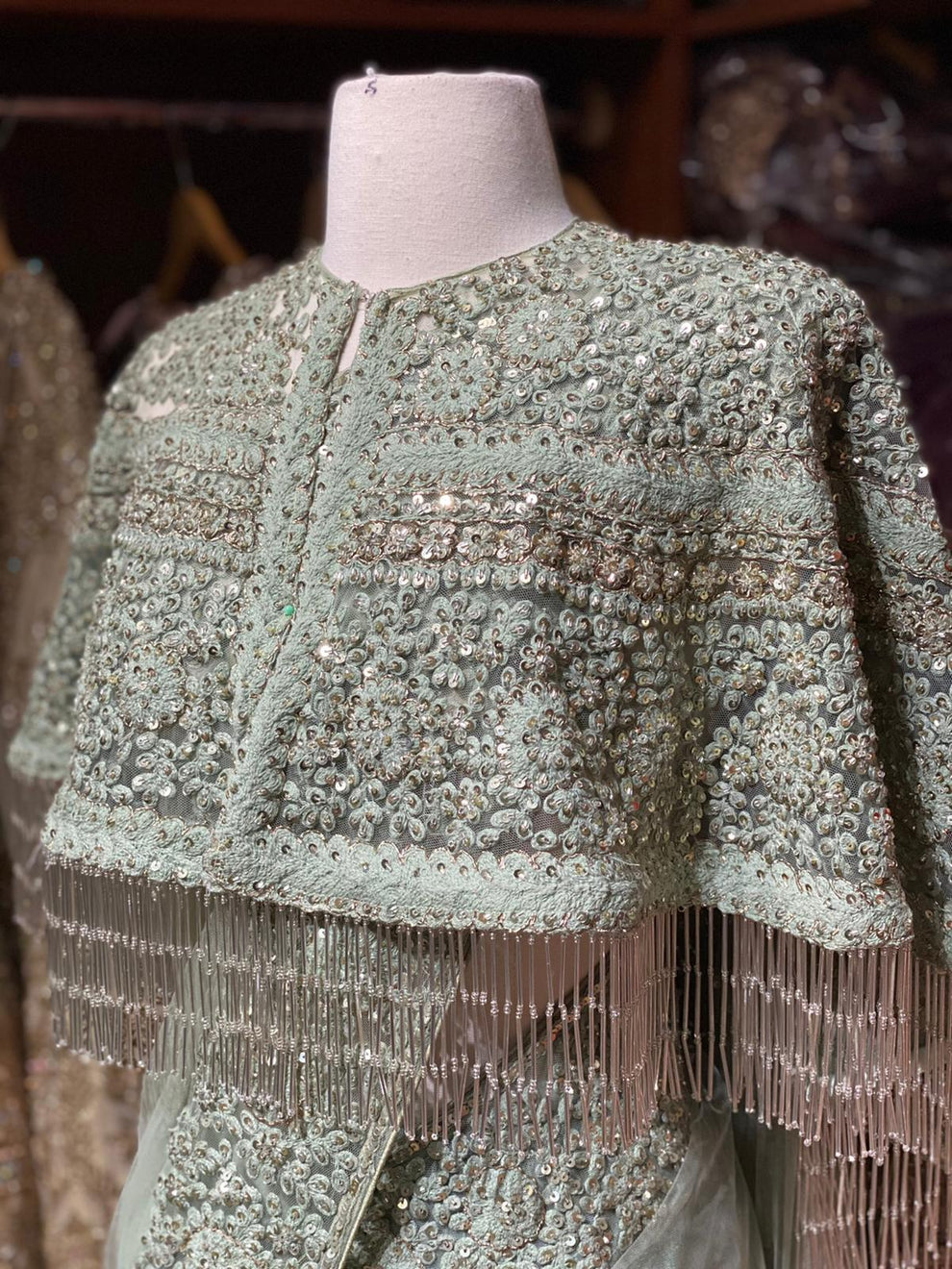 Sage Green Net Saree PWS-013 – Nazranaa